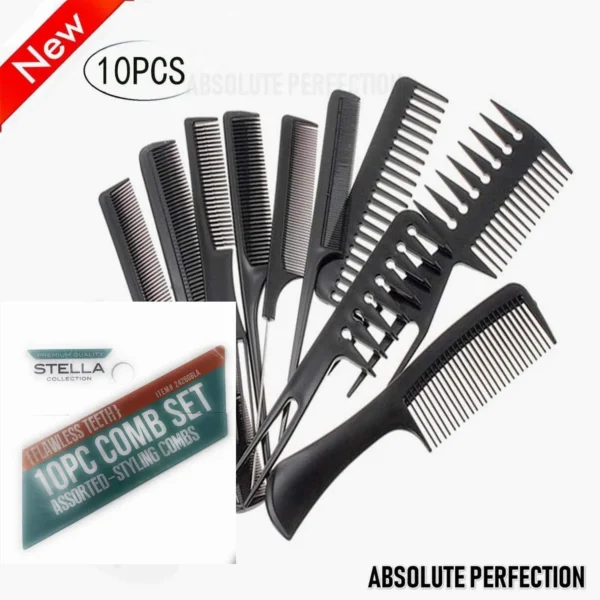 Salon Hair Styling Combs Set 10 Pcs